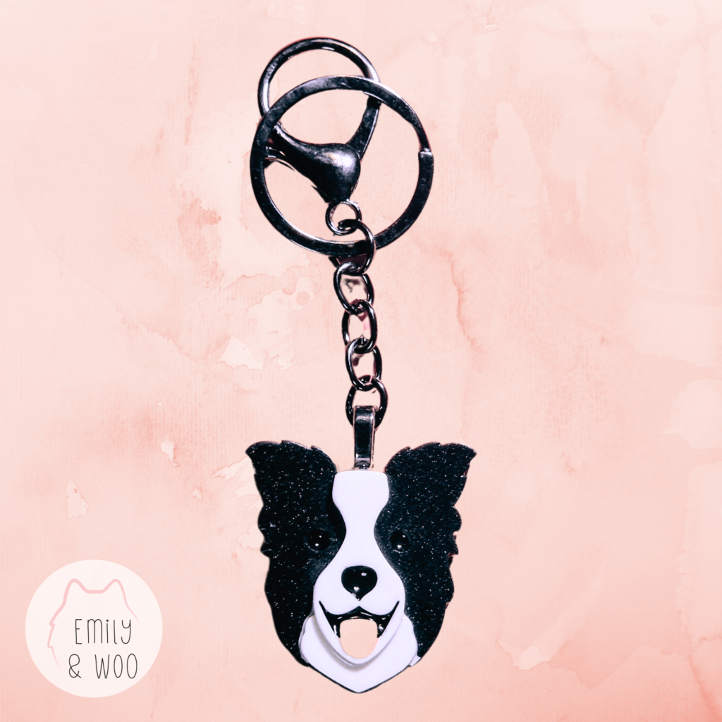 Border Collie Keyring Purse Charm - Emily and Woo